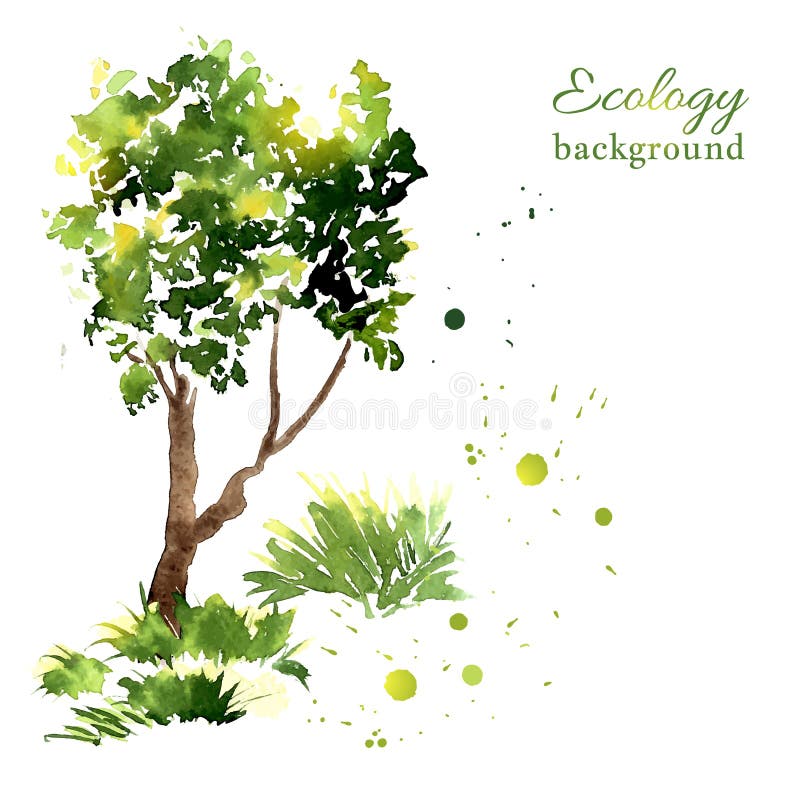 Stylized summer tree stock illustration. Illustration of ecological ...