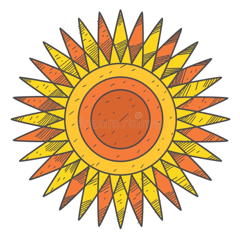 Stylized Sun Disk with Sharp Rays. Illustrations Coloring Stock Vector ...