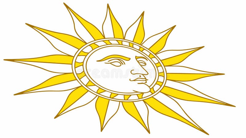Stylized Sun with a Face Icon, a Celestial Symbol of Power and Light ...