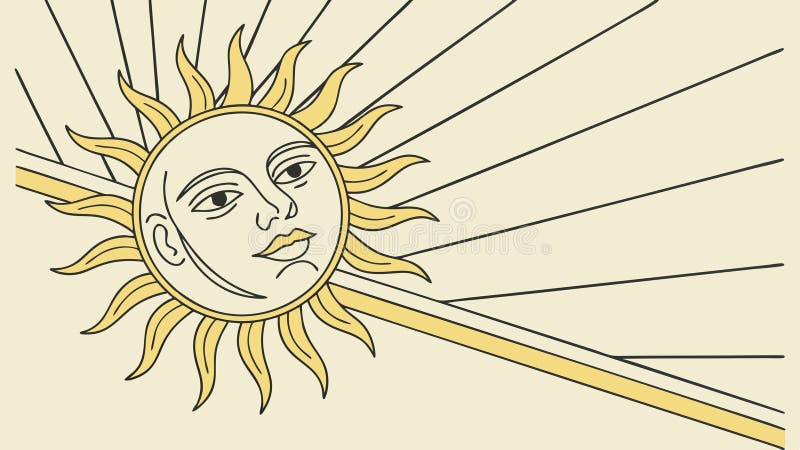 Stylized Sun Face with Rays, Nature Celestial Summer Symbol Art, Vector ...