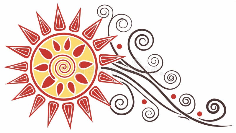 Stylized Sun Face Swirling Rays Vector Celestial Art Graphic Vector ...