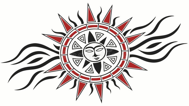 Stylized Sun with Geometric Pattern, Vector Design Generative AI Stock ...