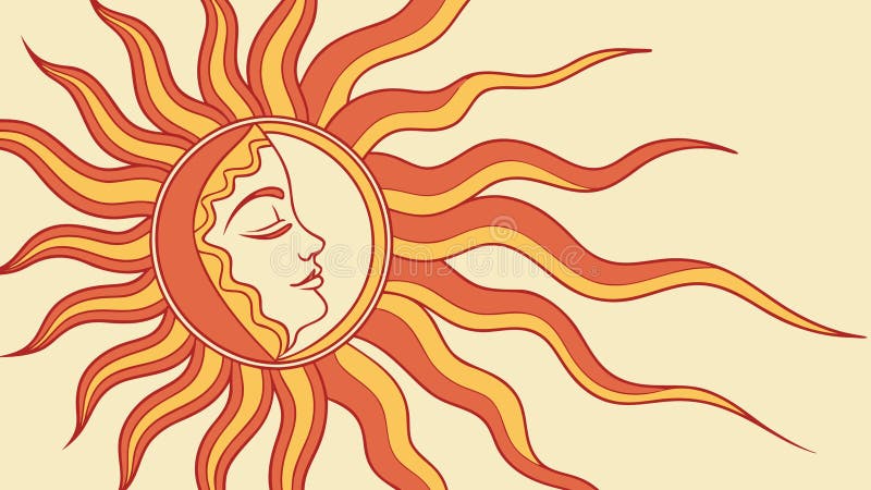 Stylized Sun Graphic with a Classic Masculine Face and Rays, Vector ...