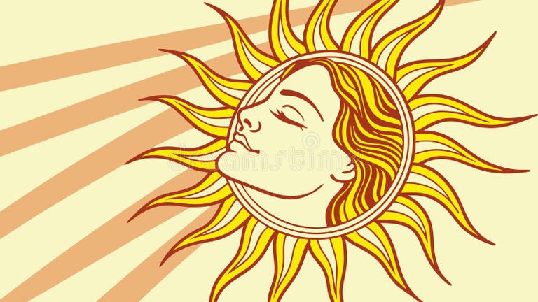 Stylized Sun with Human Face, Abstract Rays, Vector Design Generative ...