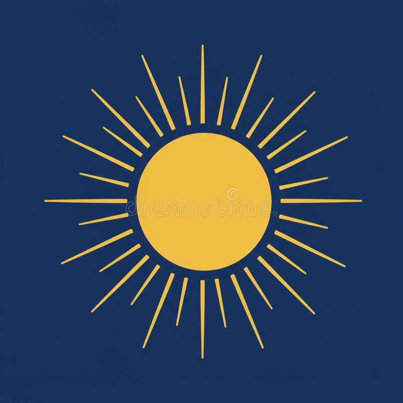 A Stylized Sun Icon with a Yellow Circle and Alternating Short and Long ...