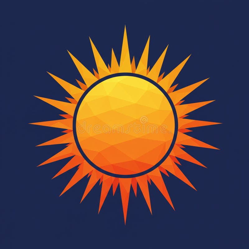 Stylized Sun Illustration with a Bright Yellow Center, Surrounded by ...