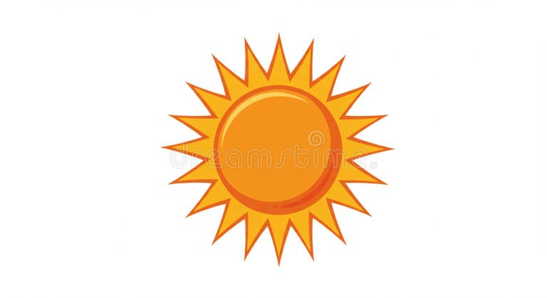 Stylized Sun Illustration with a Circular Orange Center and 20 ...