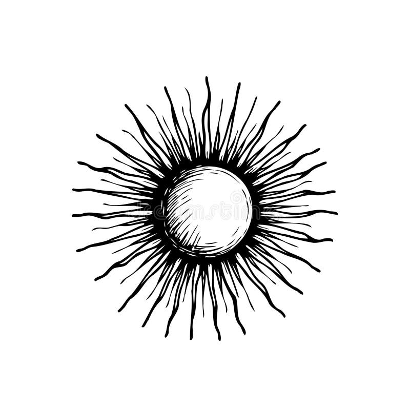 Stylized Sun Illustration Featuring Radial Elements in a Minimalist ...