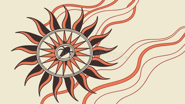 Stylized Sun with Radiating Spokes, Solar Energy, Vector Design ...