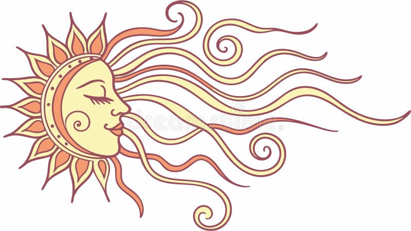 Stylized Sun with Rays and Face Vector Illustration for Warmth, Vector ...