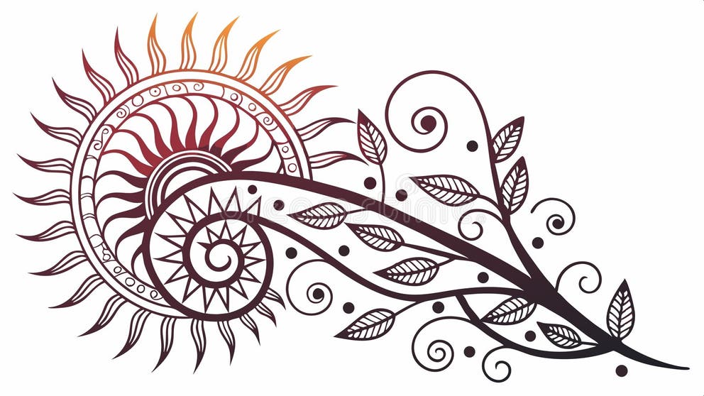 Stylized Sun Rays Ornament Geometric Pattern Vector Solar Design ...