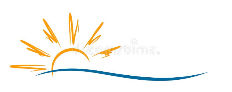 Sun Symbol with a Blue Wave. Stock Vector - Illustration of logo ...