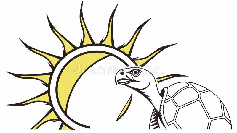 Stylized Sun and Turtle Illustration, Nature and Warmth Vector Design ...