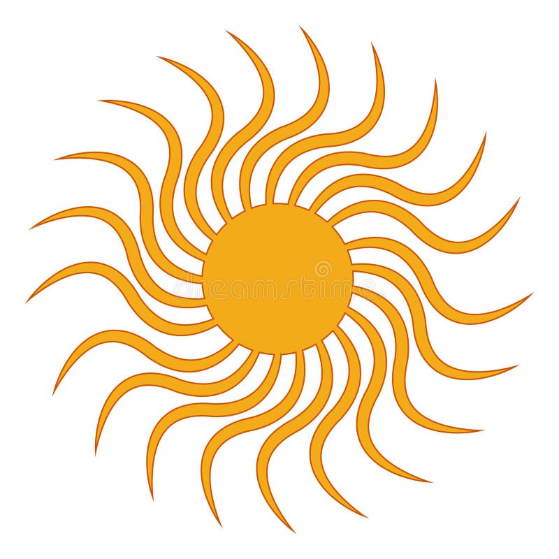 Stylized Sun with Wavy, Radiating Lines Stock Vector - Illustration of ...