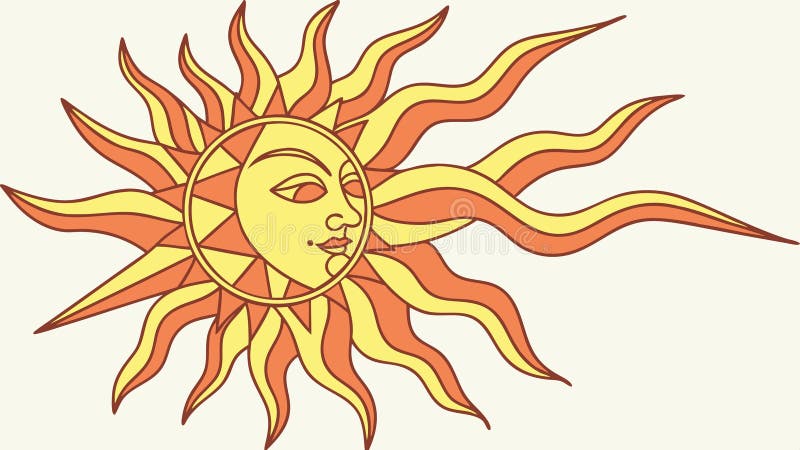 Stylized Sun with Wavy Rays, Vector Design Generative AI Stock Vector ...