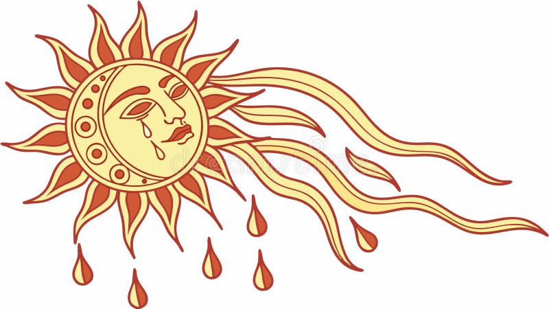 Stylized Sun with Wavy Sun Rays, Vector Design Generative AI Stock ...