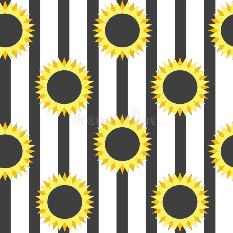 Stylized Sunflower on Striped Background Stock Vector - Illustration of ...