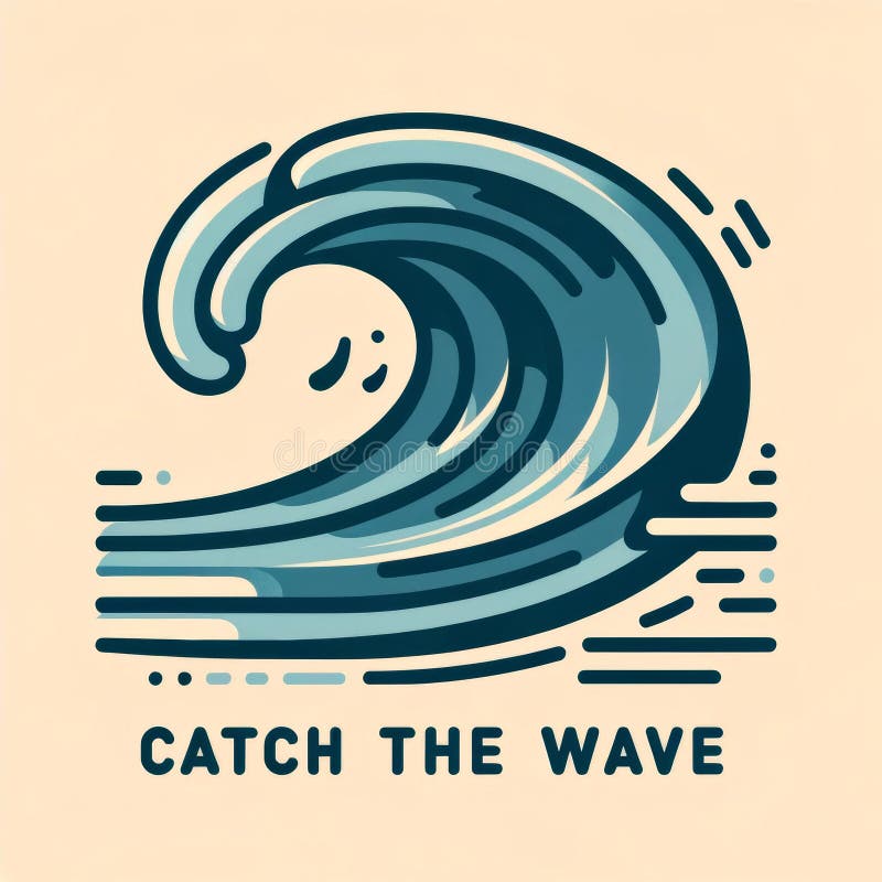 Stylized Surf Wave Capturing the Motion. Dynamic Minimalistic Simple Illustration with the Text ...