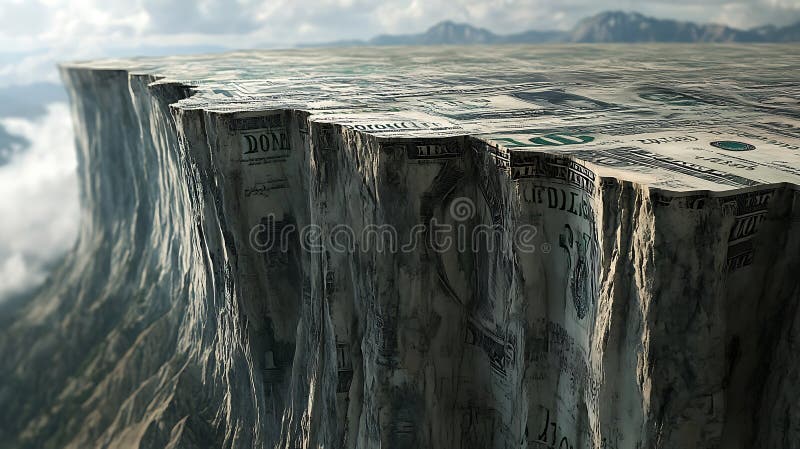 Money Cliff Surreal Landscape Stock Illustration - Illustration of ...