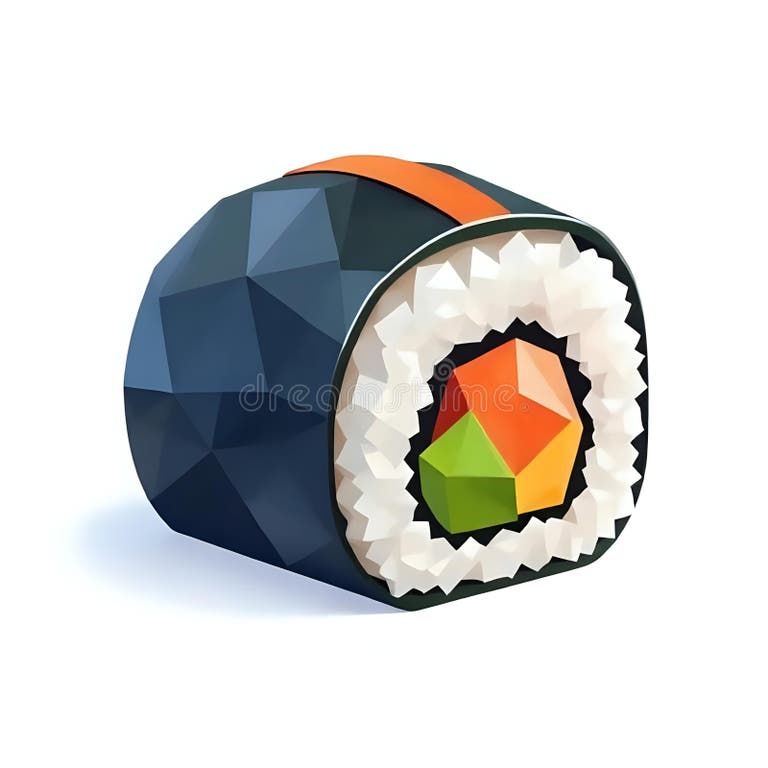 Low Poly Sushi Icon Isolated on White Background. AI Generated Image ...