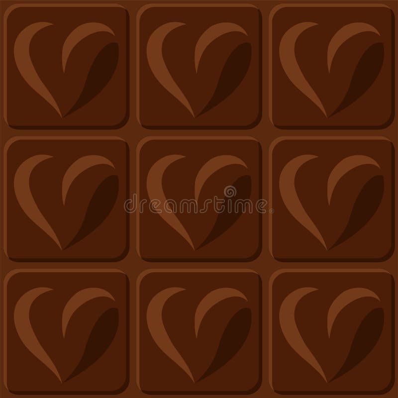 Stylized Sweet Chocolate Squares with Heart Shapes Stock Vector ...