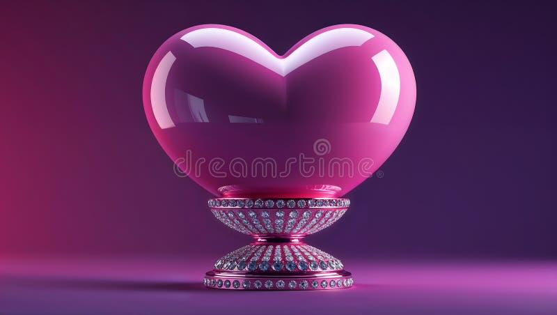 Symmetrical Pink Heart Design with Glossy Surface Stock Illustration ...
