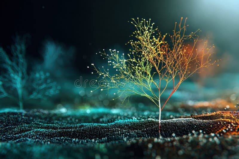 Stylized Synthetic Neuron Develops in Vibrant Digital Soil Showcasing ...