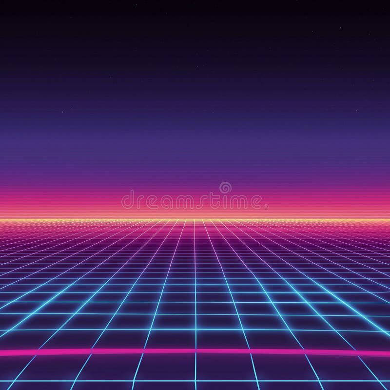 Synthwave Gradient Background with Neon Stripes and Fading Grid Lines ...