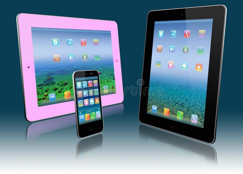 Stylized Tablet Pc and Mobile Phone Stock Illustration - Illustration ...