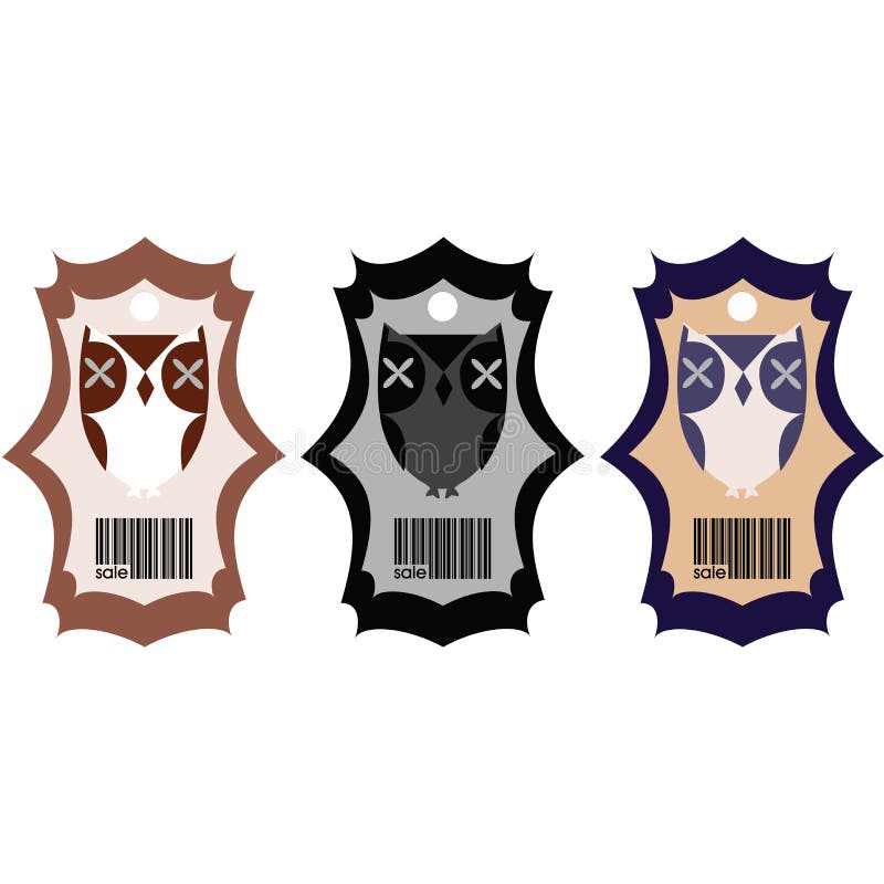 Stylized tags with owls stock illustration. Illustration of black ...