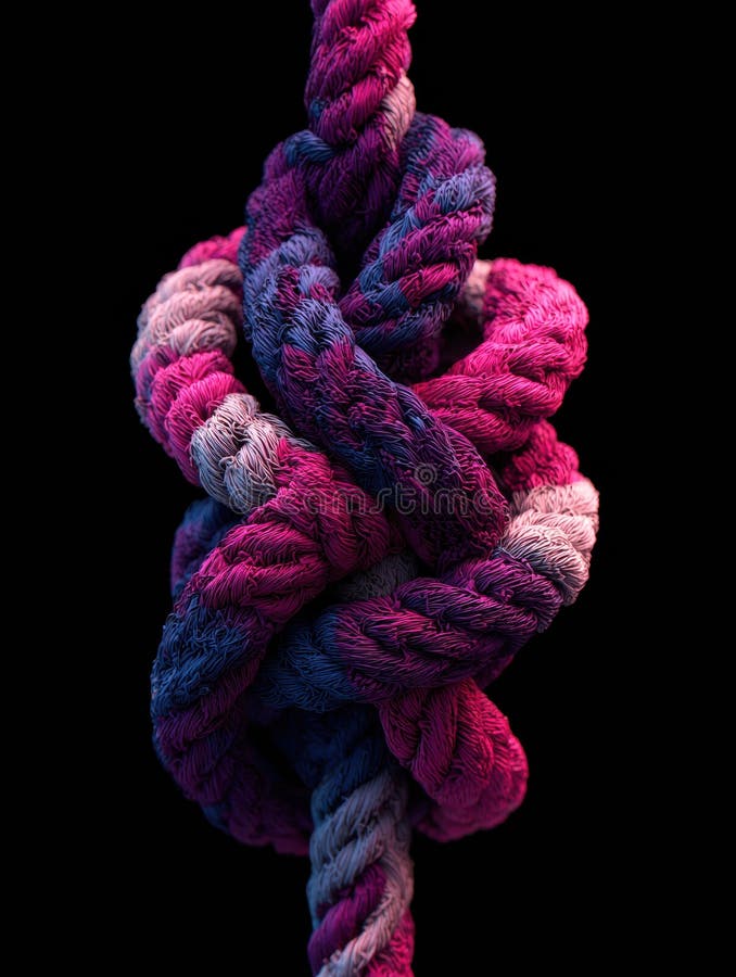 Stylized Tangled Yarn Forming a Complex Nerve Knot with Rich Colors ...