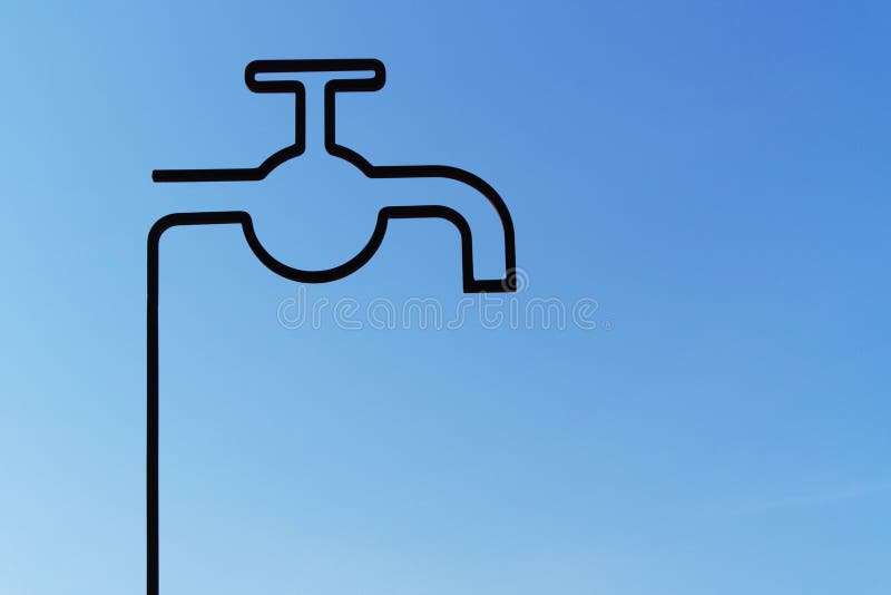 Stylized Tap and a Blue Sky To the Bottom Stock Photo - Image of flow ...