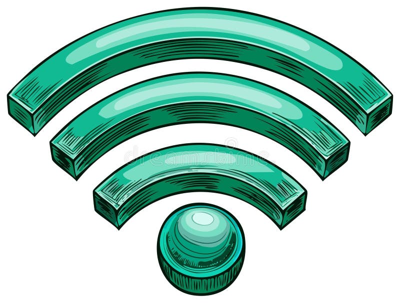 Stylized Teal WiFi Symbol Communication Signals and Wireless ...