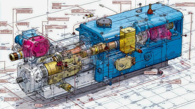 Schematic Technical Line Drawing of an Excavator with a Bucket on a ...