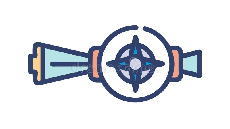 Stylized Telescope with Compass, for Distant Exploration. Vector Design ...