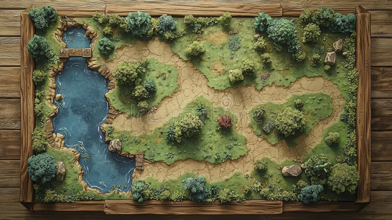 Stylized Terrain Map with Unique Features Stock Illustration ...