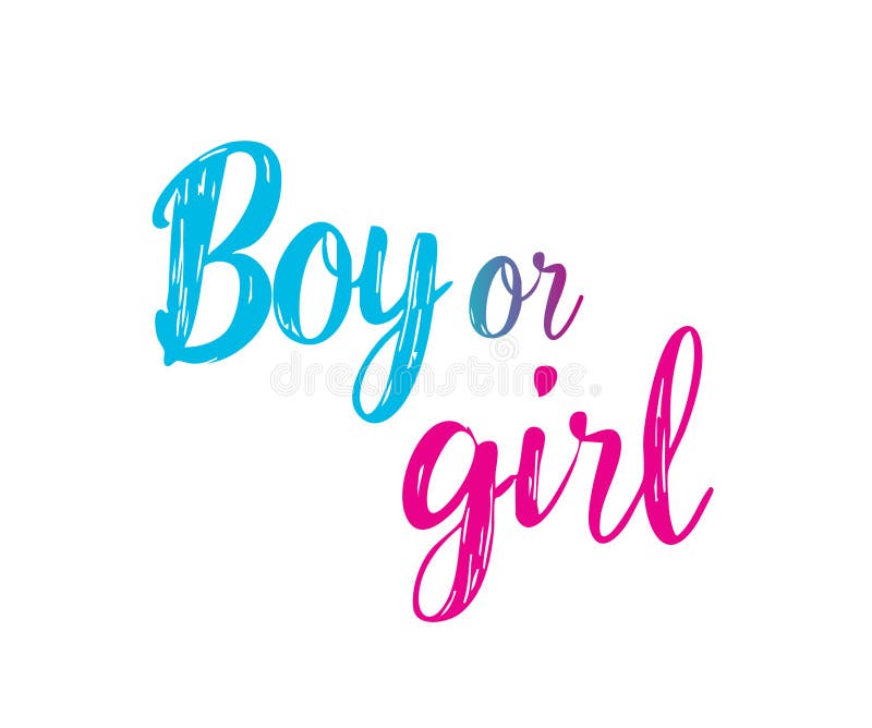 Stylized Text Boy or Girl in Blue and Pink Stock Vector - Illustration ...