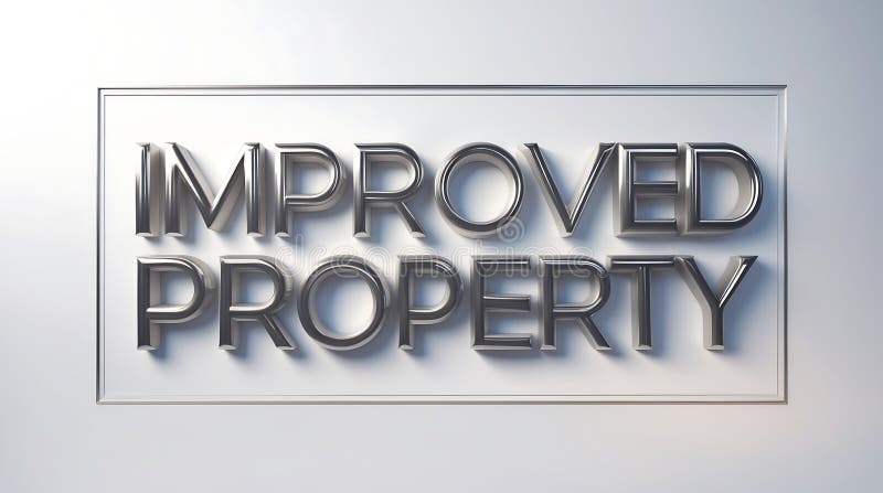 Stylized Text Displaying Improved Property Sign on Smooth Surface Stock ...