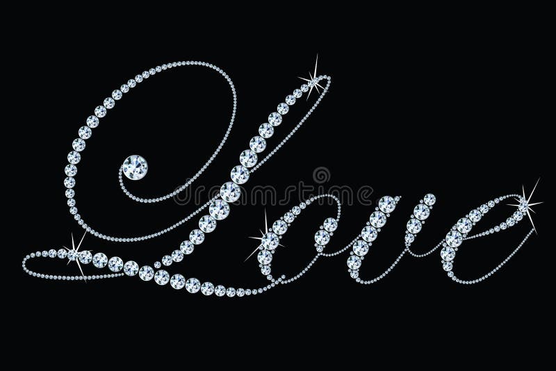 Stylized Text Love Made of Diamonds. Stock Illustration - Illustration ...