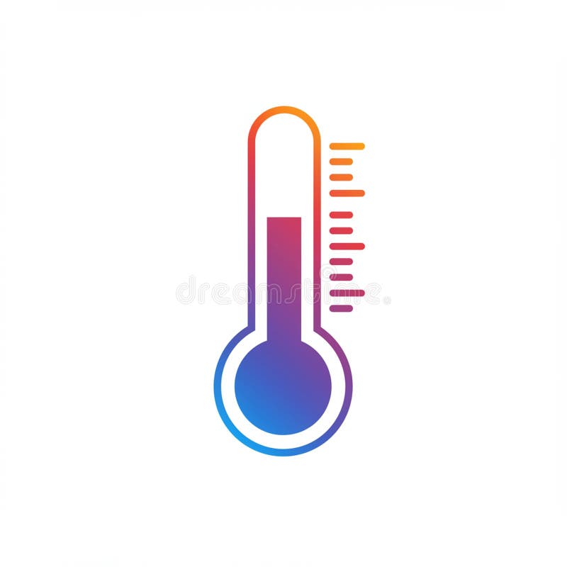Stylized Thermometer Icon with a Gradient Color Scheme Transitioning from Blue at the Stock ...