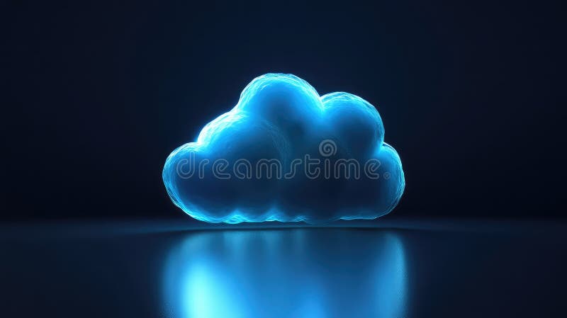 Stylized Three-Dimensional Cloud Icon with Shadow Effect Against a Dark ...