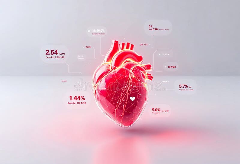 Digital Representation of a Human Heart Model Displaying Vital ...