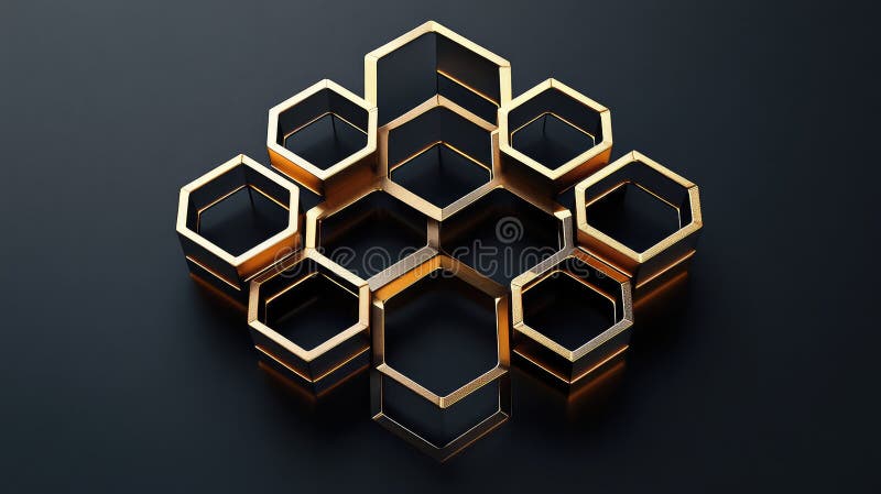 Stylized Three-Dimensional Logo with Interconnected Geometric Shapes in ...