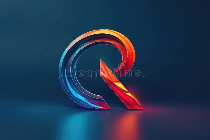 A Stylized Three-dimensional Representation of the Letter R in a ...