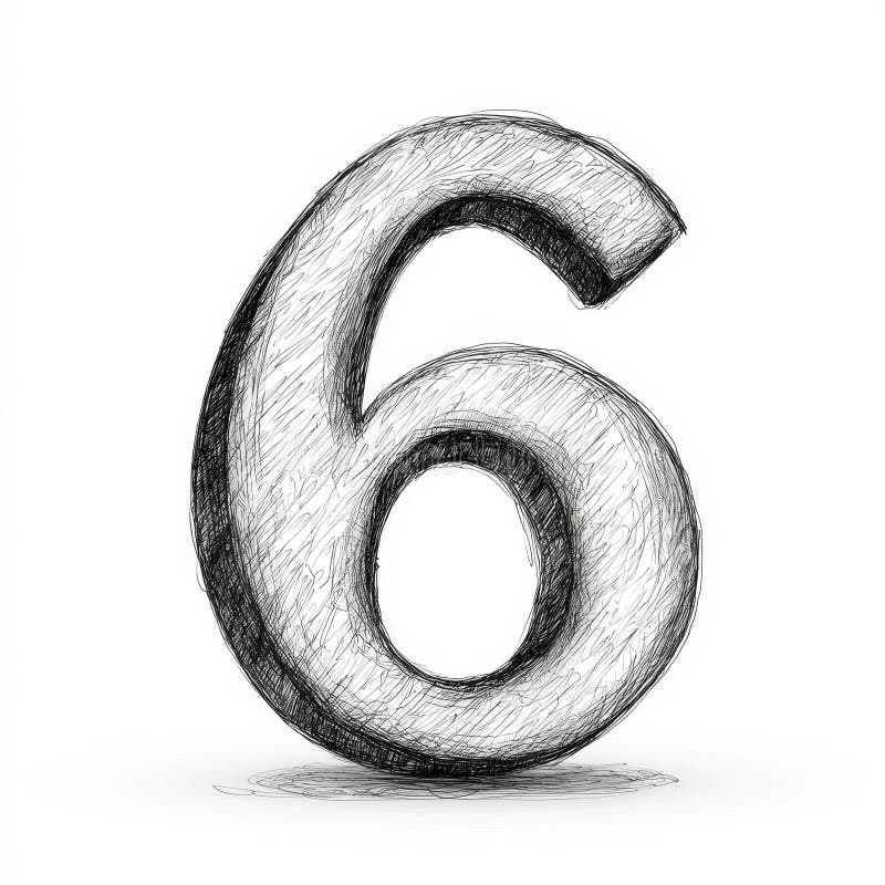 A Stylized, Three-dimensional Representation of the Number Six Stock ...