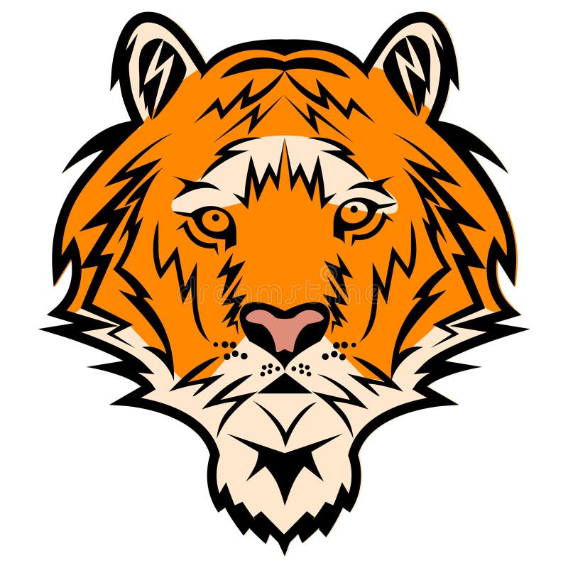 Stylized Tiger Face Vector Illustration Stock Vector - Illustration of ...