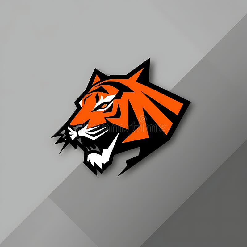 Stylized Tiger Head Logo Design in Orange and Black Stock Illustration ...
