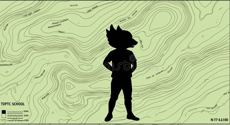 A Stylized Topographic Map with Contour Lines Indicating Elevation ...
