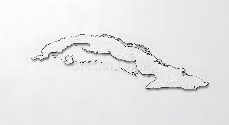 Stylized Topographic Map of Cuba Showcasing Geographic Features and ...