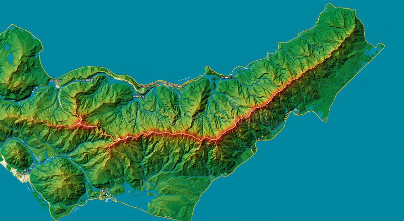 A Stylized Topographical Map Showcasing Mountainous Terrain with ...